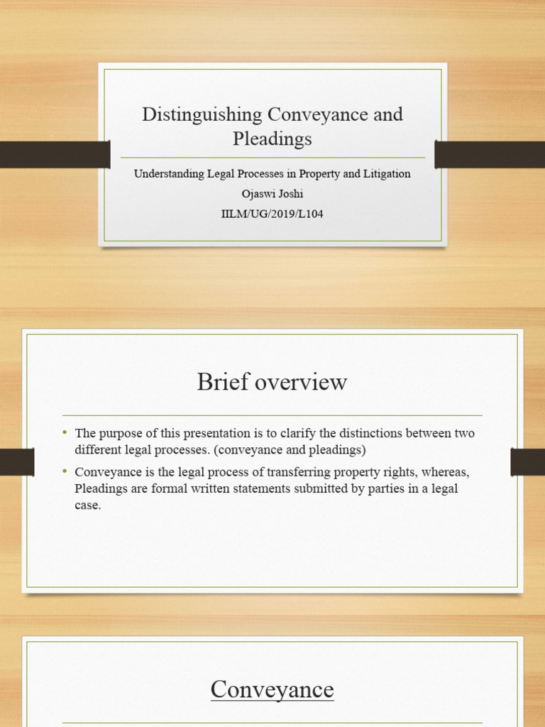 Distinguishing Conveyance and Pleadings | PDF | Conveyancing | Deed
