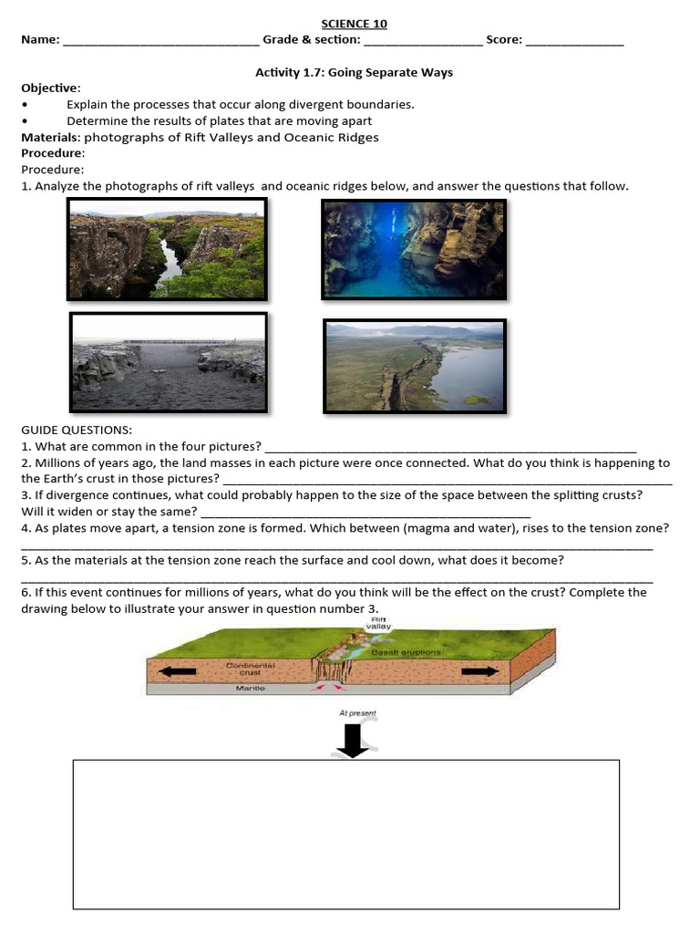 SCIENCE 10 Activity 1.7 Going Separate Ways | Download Free PDF | Plate Tectonics | Fault (Geology)