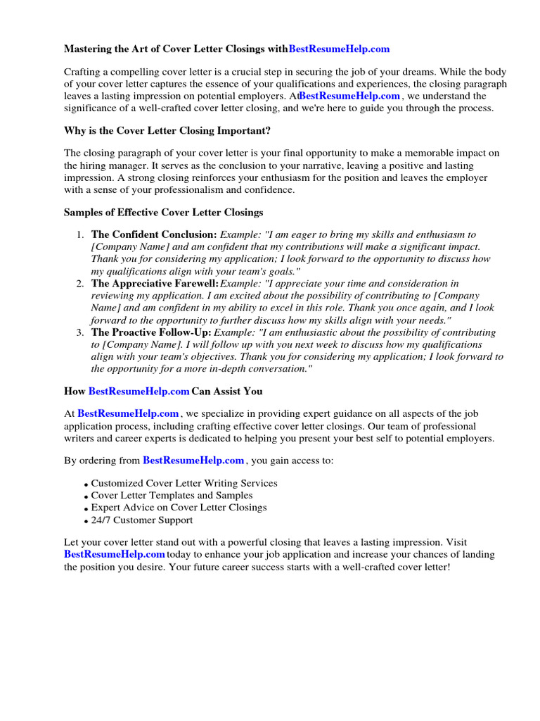 Cover Letter Closing Samples | PDF | Résumé | Job Interview
