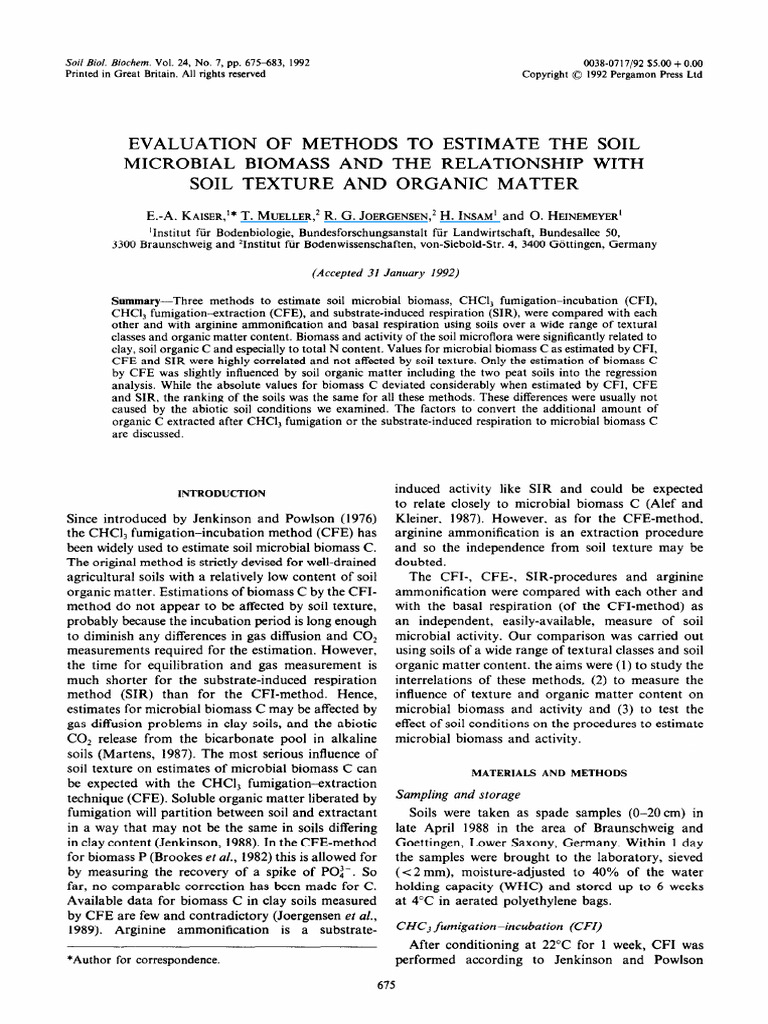 Joergensen. Measuring Soil Microbial Biomass Using An Automated Procedure | PDF | Soil | Ph