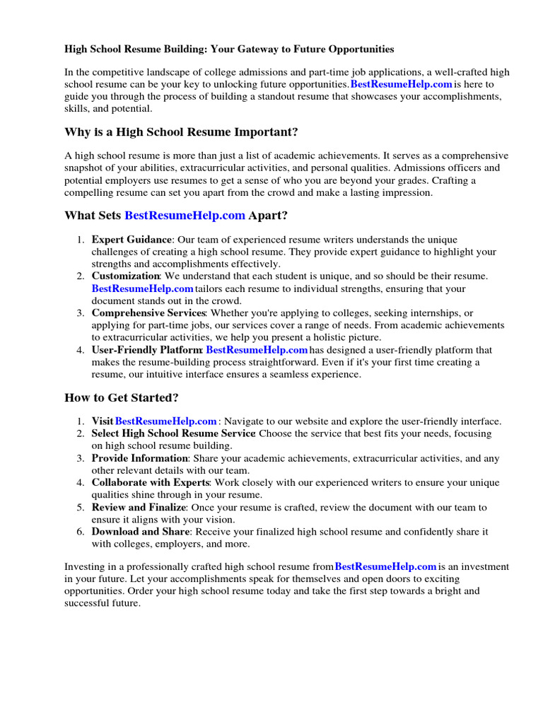 High School Resume Building Guide | PDF | Résumé | Usability