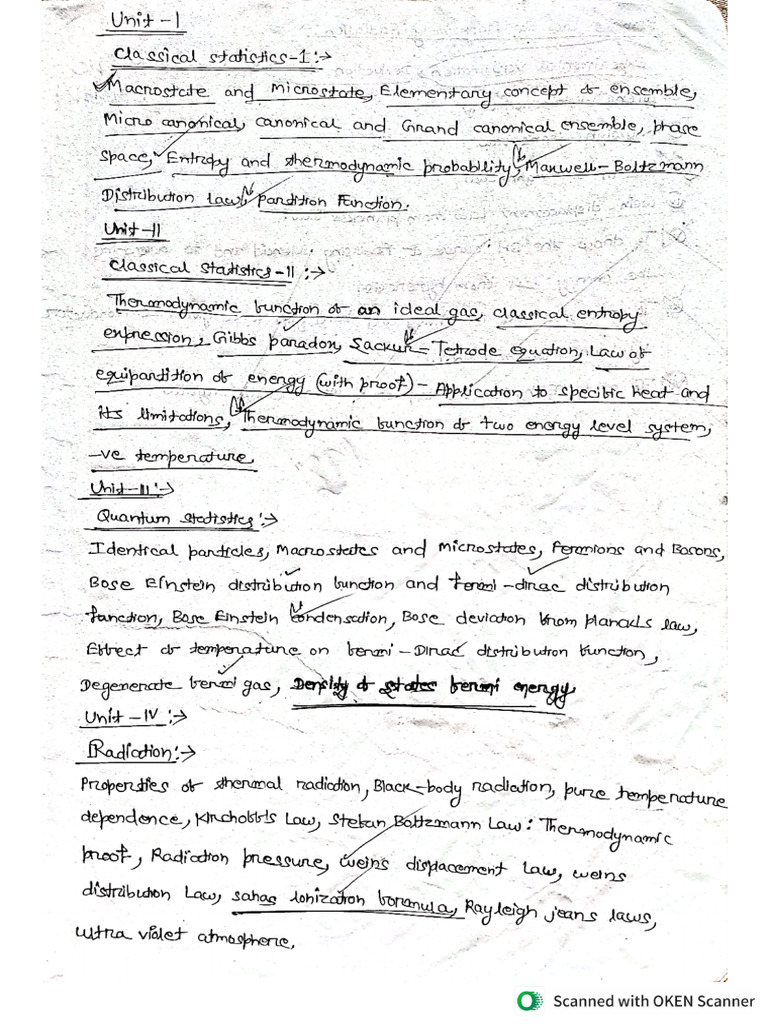 Stastical Mechanics Notes | PDF