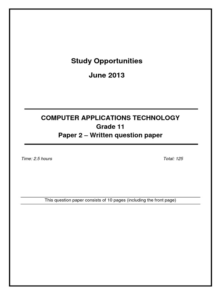 Cat Gr11 Theory Jun2013 Studyopp | PDF | Input/Output | Computing