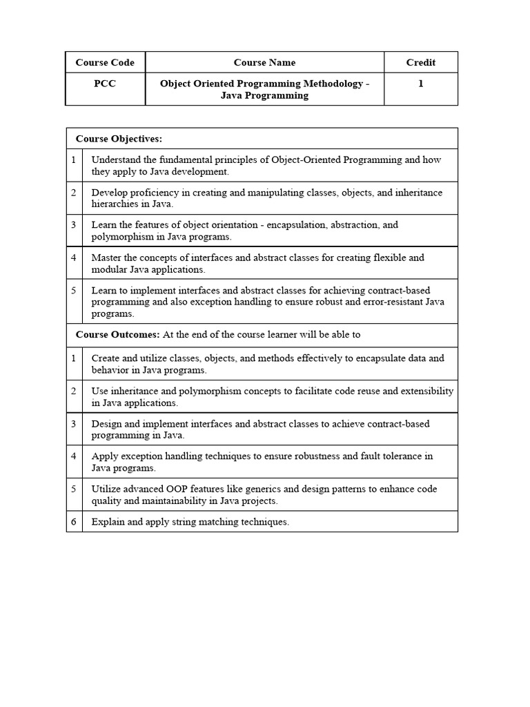 PC 101 - INFT - Program Core - Object Oriented Programming Methodology (OOPM) - Java Programing ...