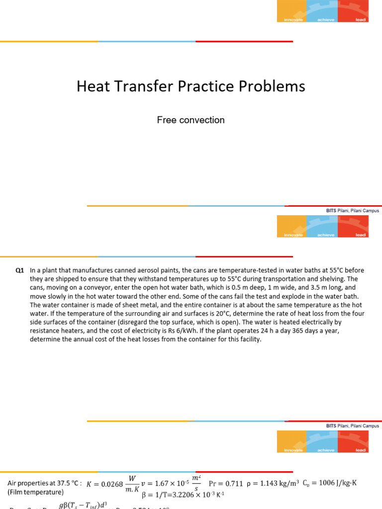 Free Convection Practice Problems | PDF | Heat Transfer | Water