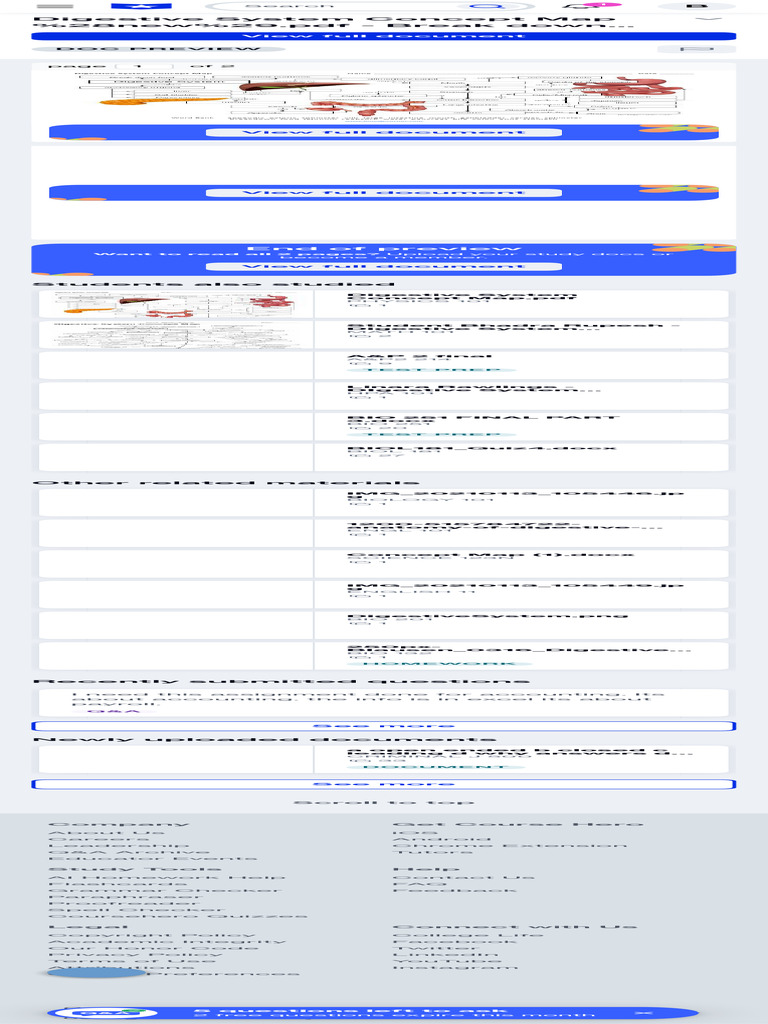 Digestive System Concept Map 28new29 Pdf Break Down Food Mouth Bile