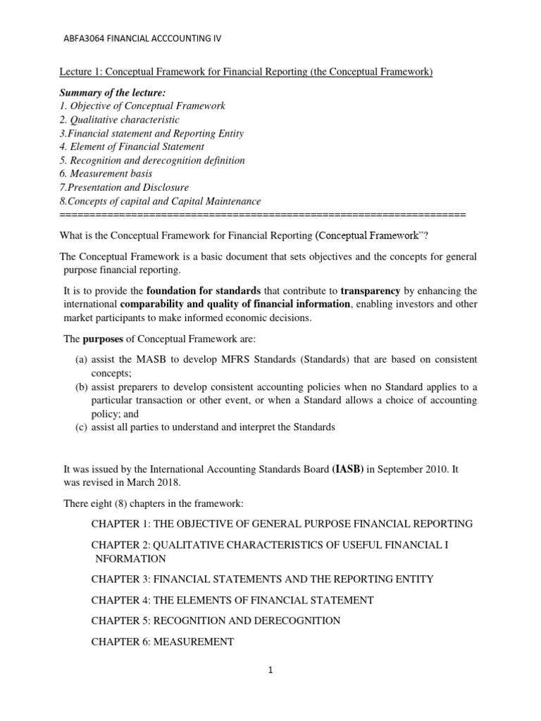 Conceptual Framework for Financial Reporting | PDF | Financial ...