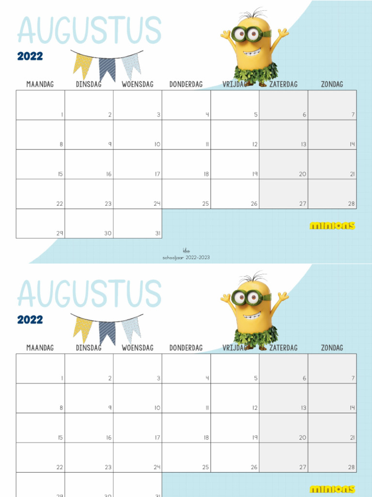 Invulbare Kalender Minions Onsijq | PDF