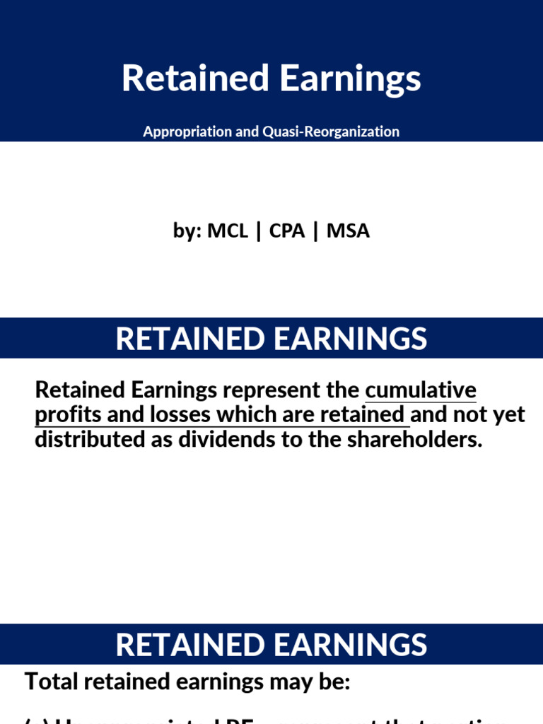 Retained Earnings - Appropriation and Quasi-Reorganization - 0 | PDF | Retained Earnings ...