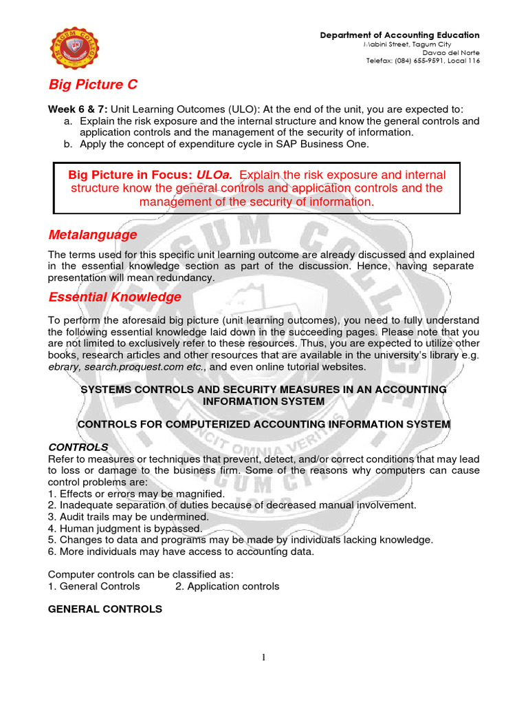 ULOb - Risk Exposure, General Controls, Application Controls - 0 | PDF | Computer Programming ...