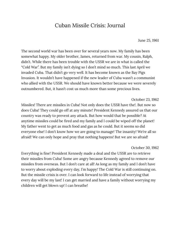 Cuban Missile Crisis - Journal | PDF | Cuban Missile Crisis | Cuba