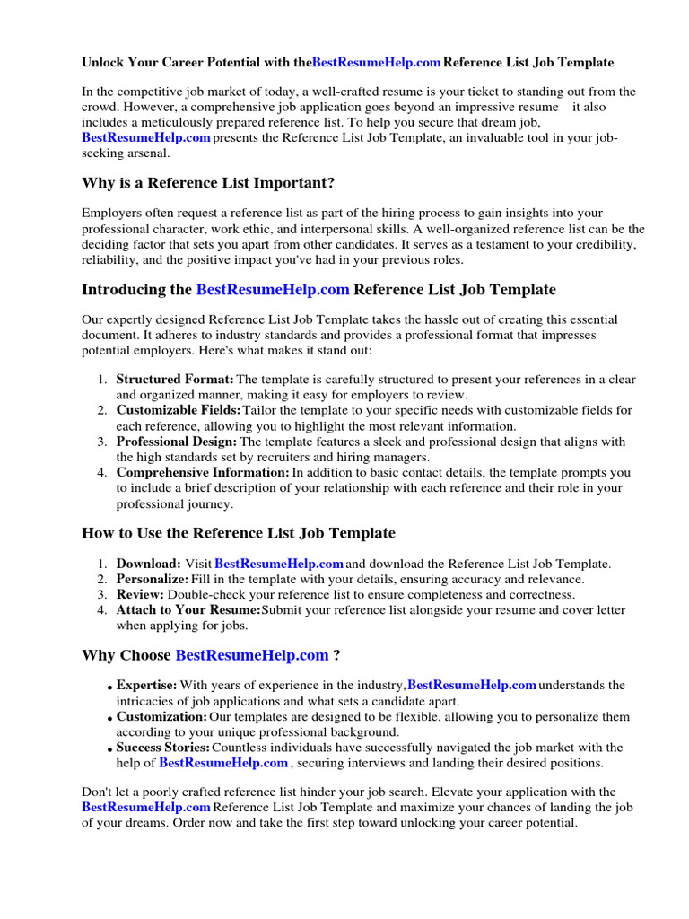 Reference List Job Template | PDF | Résumé | World Wide Web