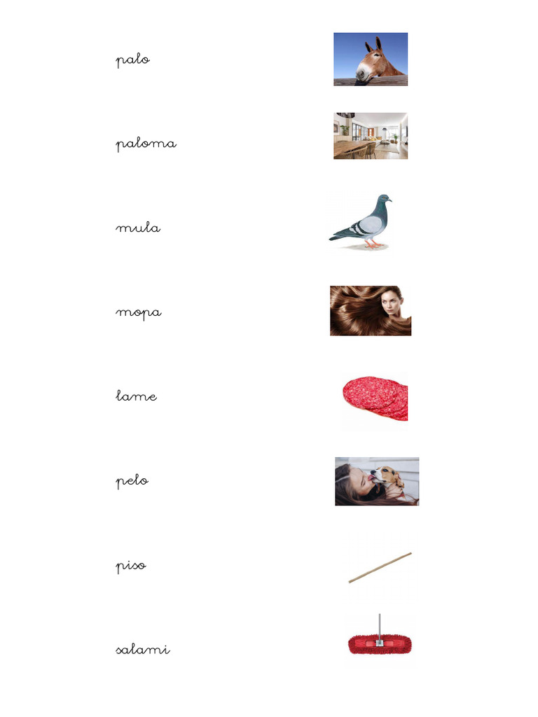 Palabras Con P M L S. para El Principio de La Lectura de Palabras | PDF