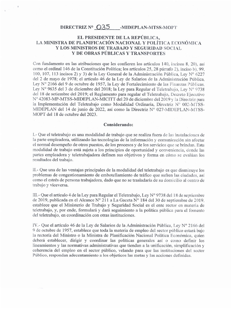Directriz N°035-MIDEPLAN-MTSS-MOPT - 240215 - 074527 | PDF