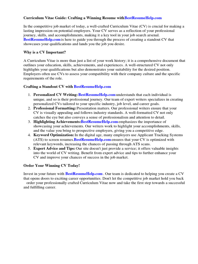 Curriculum Vitae Guide | PDF | Résumé
