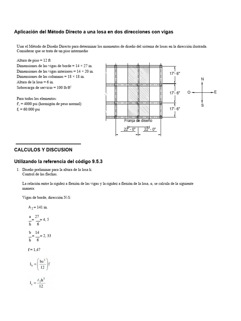 Aplicación de Método Directo A Una Losa en Dos Direcciones | PDF | Viga (Estructura ...