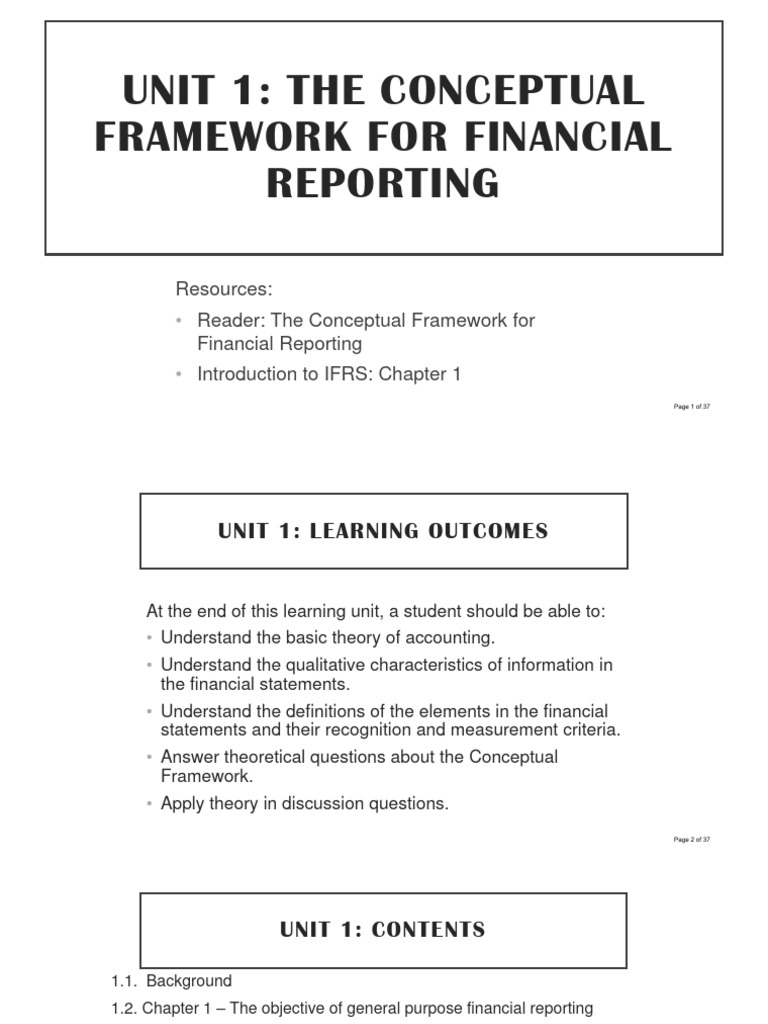 The Conceptual Framework Lecture One | PDF | Financial Statement | Business