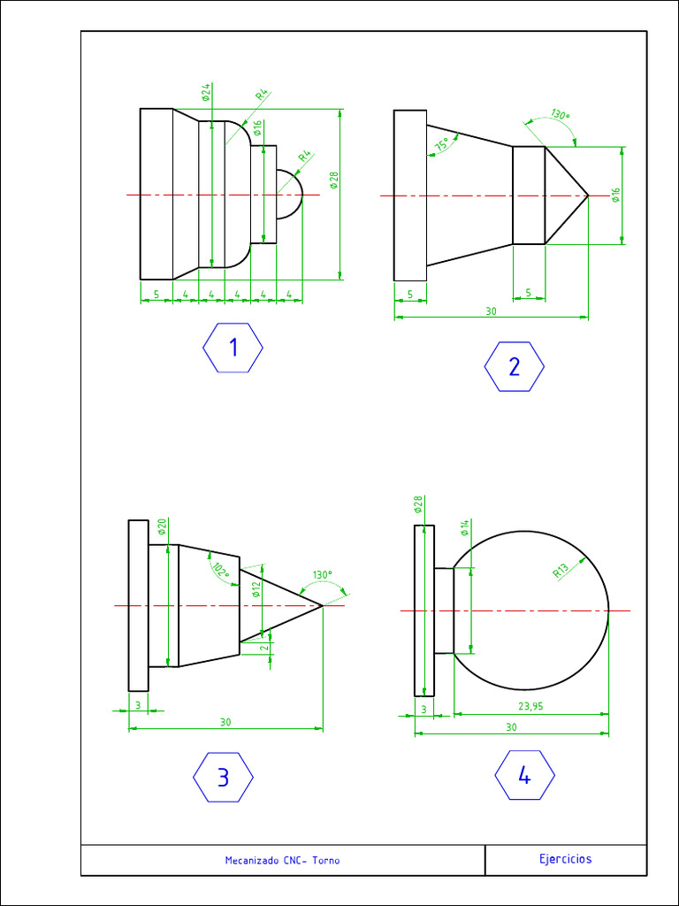 Ejercicios de Mecanizado CNC-Torno | PDF