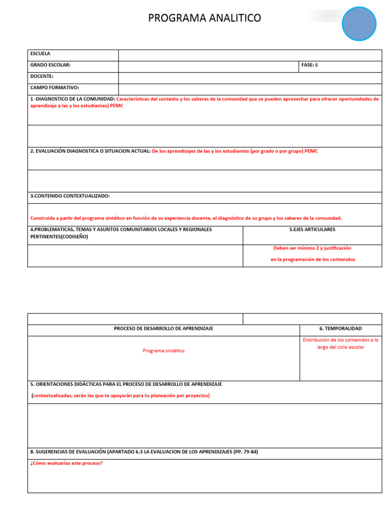 Formato Programa Analitico | PDF