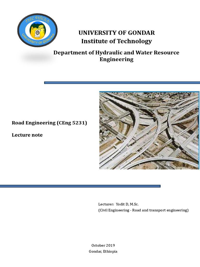 Road Engineering Lecture Notes 2019 | PDF | Road | Transport