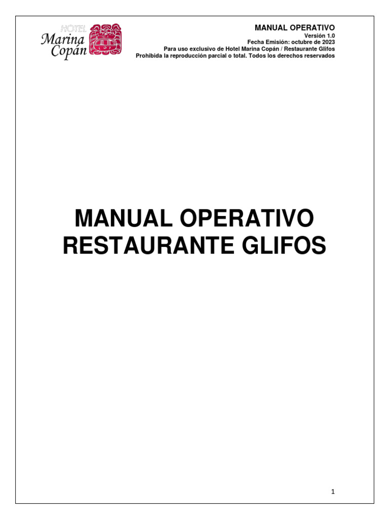 Manual Operativo de Restaurante Glifos HMC 05.11.2023 | PDF | Alimentos ...