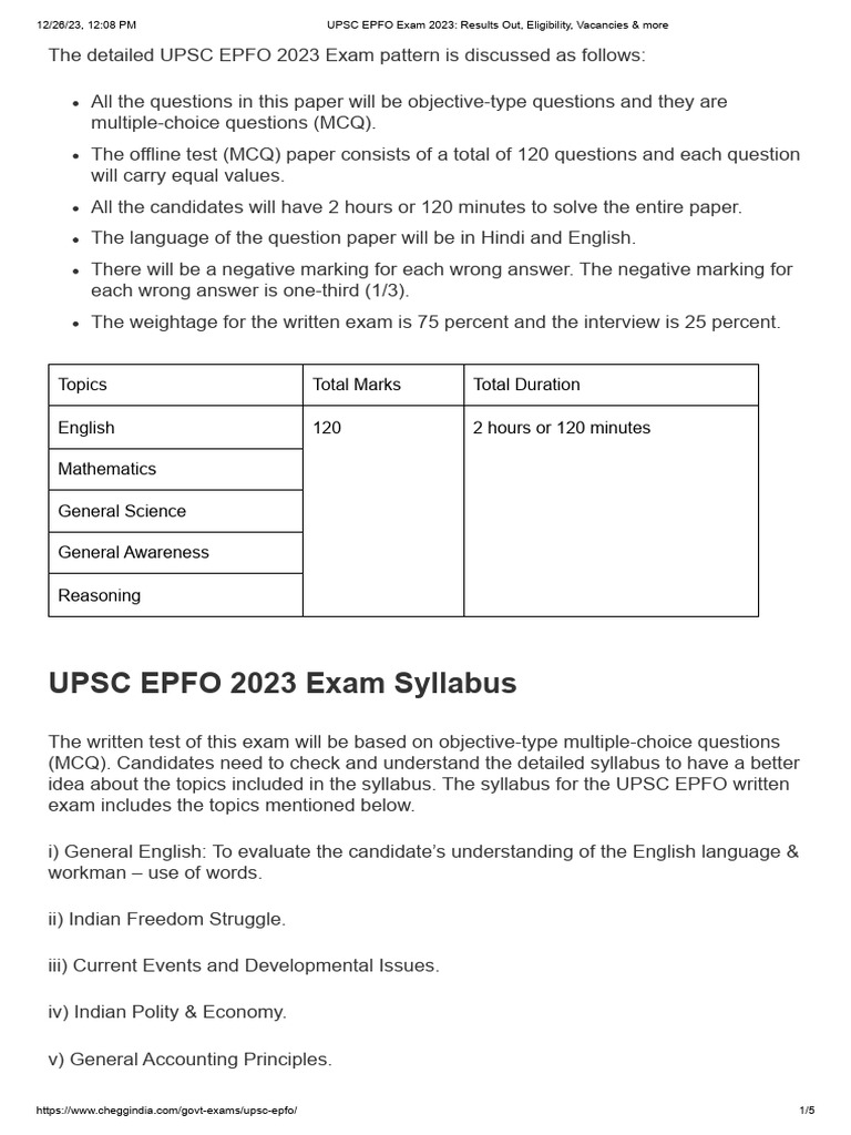 Upsc Epfo Syllabus and Pattern | PDF | Multiple Choice | British Raj