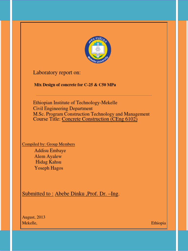 Concrete Mix Design Report for C-25 & C-50 | PDF | Concrete | Cement