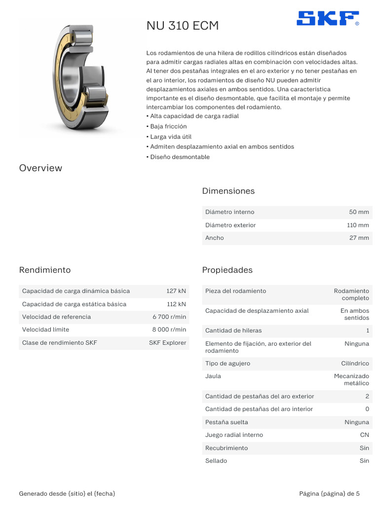 SKF NU 310 ECM Specification | PDF | Red mundial | Internet y web