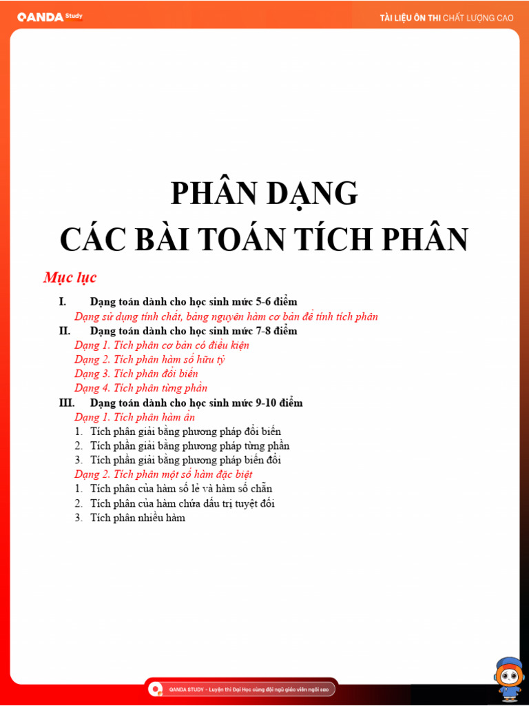 Phân D NG Các Bài Toán Tích Phân | PDF