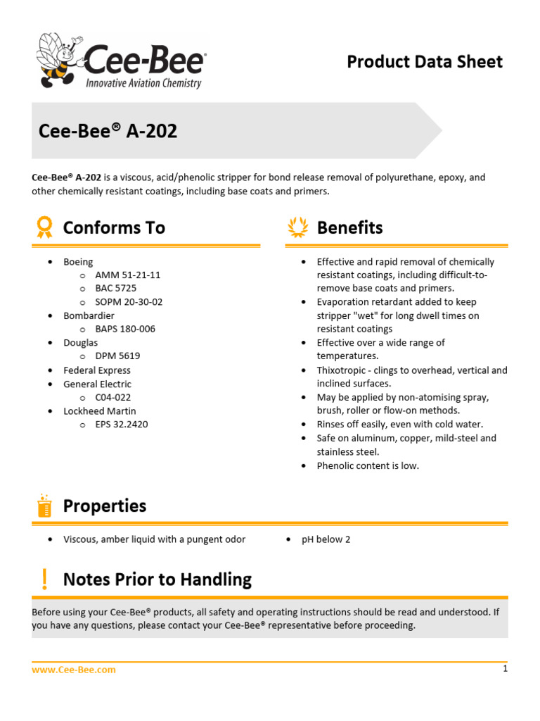 Cee-Bee® A-202 - Acid-Activated Aircraft Paint Remover | Download Free PDF | Physical Sciences ...