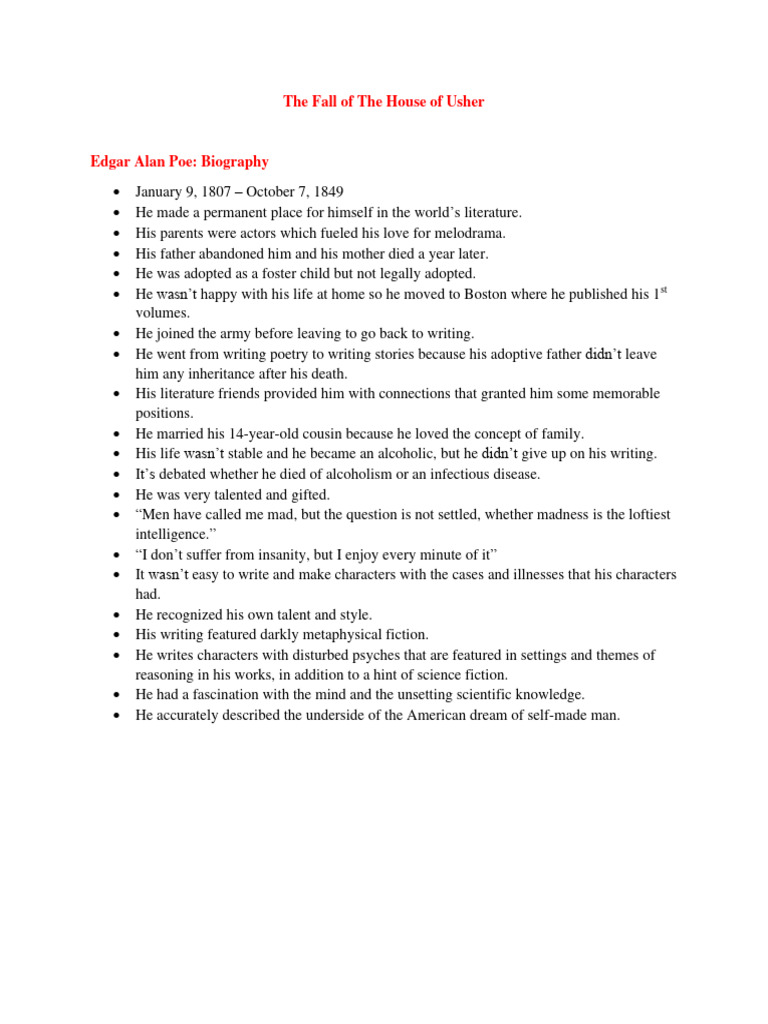Analysis of Usher's Gothic Elements | PDF