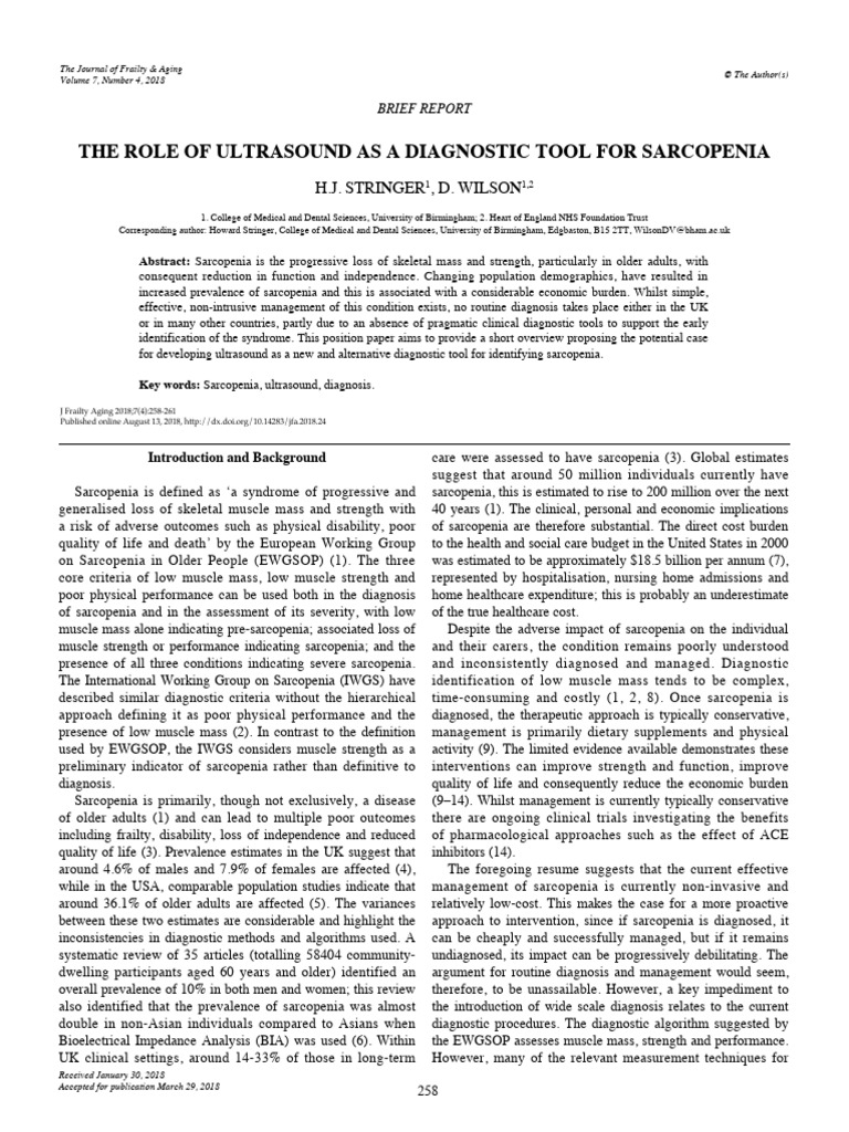 The Journal of Frailty & Aging 1.76 2018 | PDF | Medical Imaging | Ct Scan