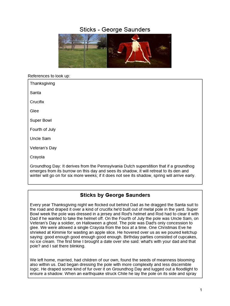 Sticks - George Saunders | PDF