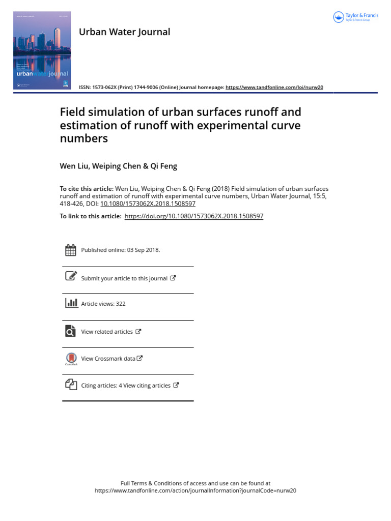 Field Simulation of Urban Surfaces Runoff and Estimation of Runoff With Experimental Curve ...