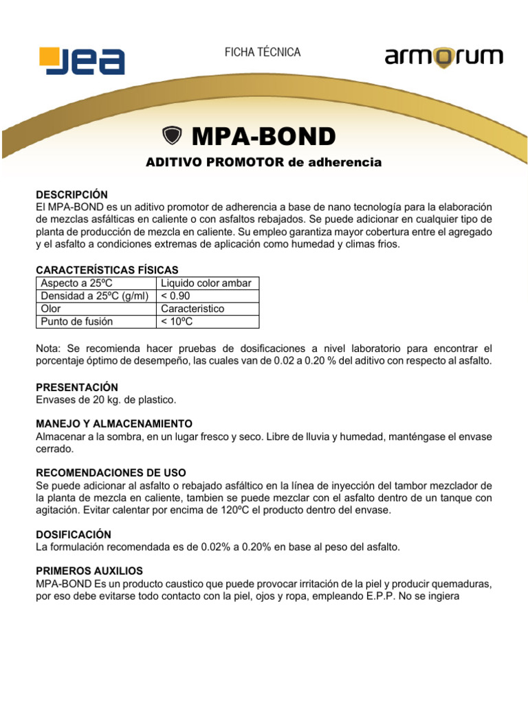 MPA-BOND Ficha Técnica | PDF