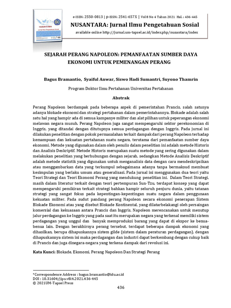 Sejarah Perang Napoleon Pemanfaatan Sumb | PDF