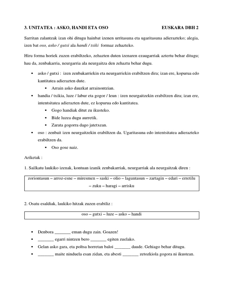 Euskera Asko Handi Eta Oso | PDF