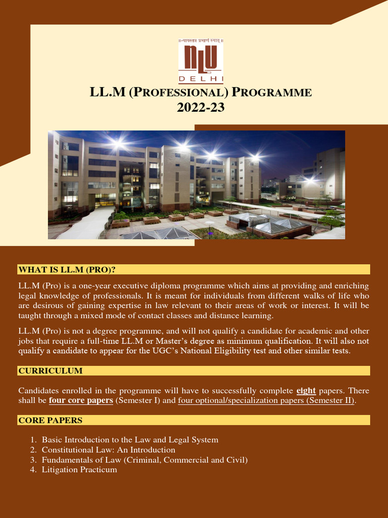 LLM (Pro) 2022-23 Course Structure | PDF | Academic Degree ...