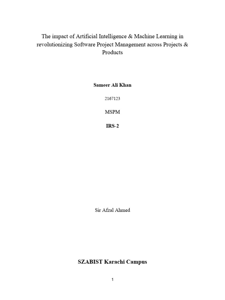 The Impact Of Artificial Intelligence And Machine Learning In Revolutionizing Software Project
