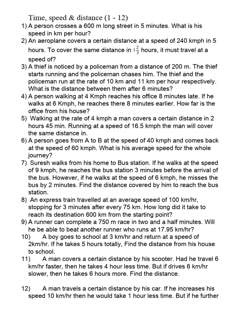 Time, Speed & Distance | PDF | Speed | Physical Quantities