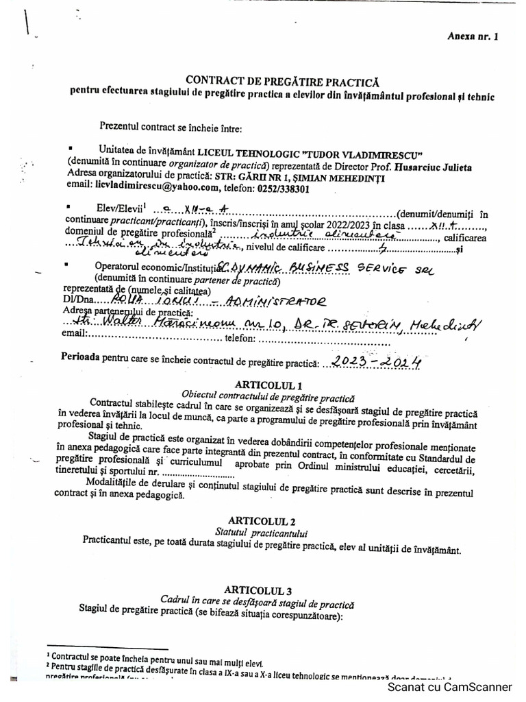 Contract de Practica 2 | PDF