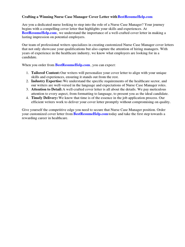 Nurse Case Manager Cover Letter Sample | Download Free PDF | Nursing ...