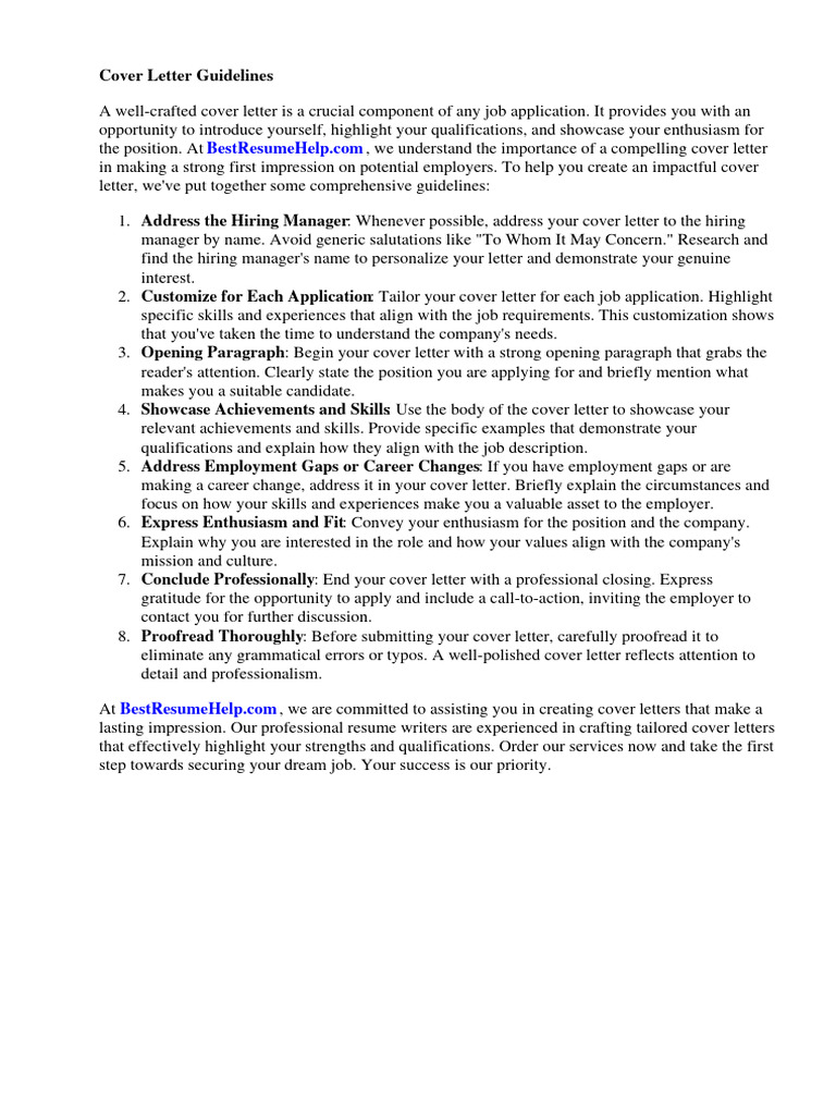 Cover Letter Guidelines | Download Free PDF | Résumé | Experience