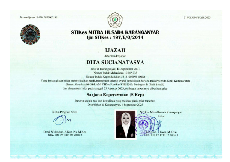 Ijazah Dita Sucianatasy - Compressed | PDF