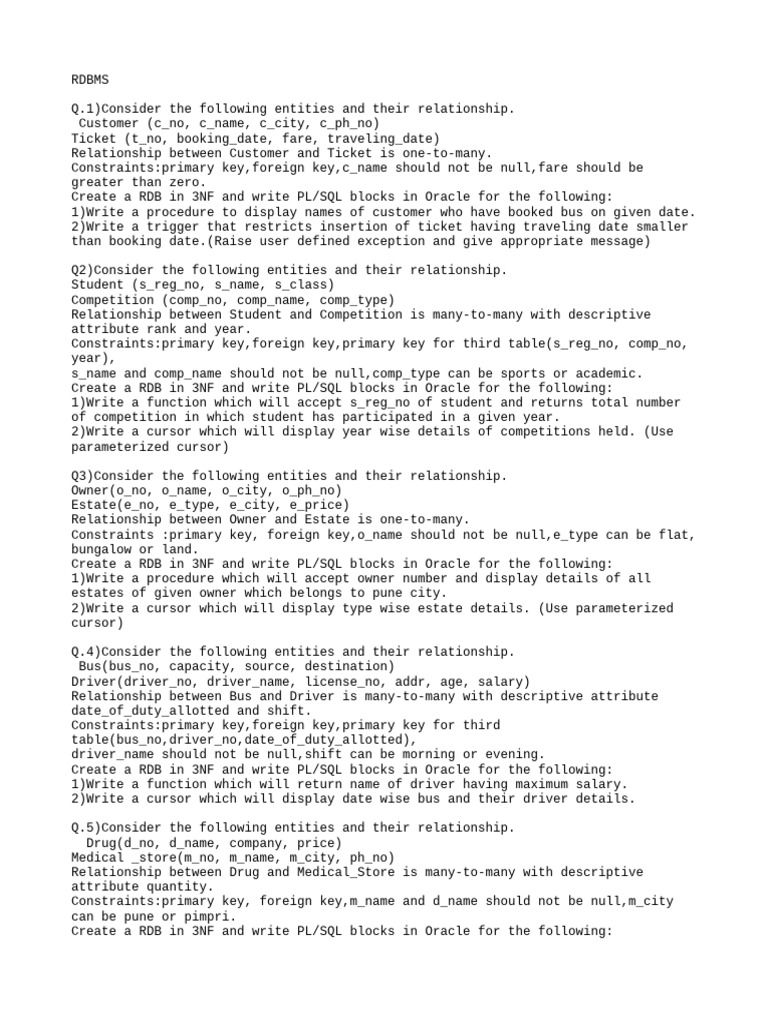 Rdbms Slip | PDF | Relational Database | Pl/Sql