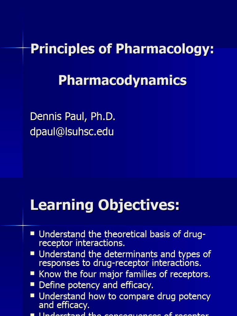 Pharmacodynamics: Drug-Receptor Interactions | PDF | Receptor ...