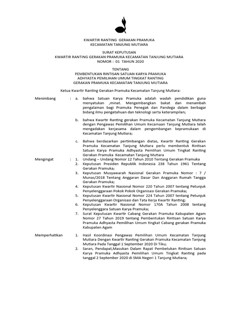 SK Kwartir Ranting Gerakan Pramuka | PDF