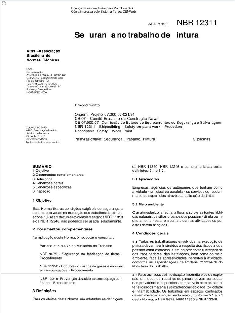 Seguranca No Trabalho de Pintura Aplicacao Da Norma Abnt NBR 12311 ...