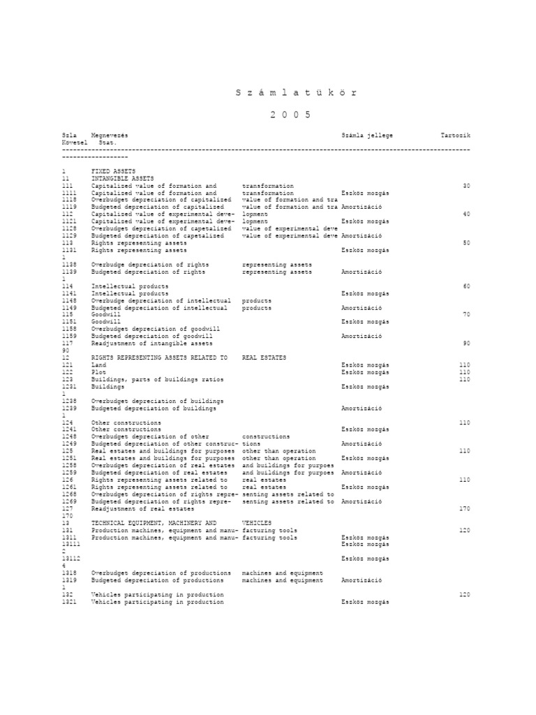 Számlatükör Angolul | PDF | Book Value | Pension