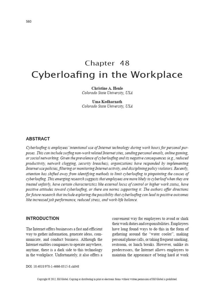 Cyberloafing in The Workplace | Download Free PDF | Internet | Employment